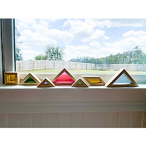 BOHS Translucent Tangram with Multilingual Activity Cards - 1 Inch Thickness - Preschool Gift - Kids Kindergarten Light Table Accessories/Window Puzzle Toys