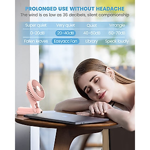 EasyAcc Portable Hand Held Fan, Ultra Quiet 5 Speed Personal Fan, LED Dispay USB C Rechargeable Handheld Fan, 180° Foldable Small Desk Fan, Electric Cooling Fan&PowerBank for Office Home Travel