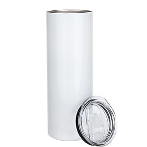 BAUMFEUER 1 Pack Sublimation Tumblers bulk 20 OZ Straight Skinny Stainless Steel Double Wall Insulated Sublimation Water Bottles Blank with Lid, Individually Box, for Heat Transfer Press