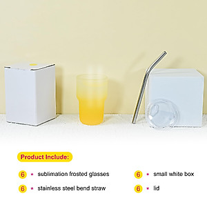 AGH 6 Pack 3 oz Frosted Sublimation Mini Gradient Color Tumblers Shot Glass, Cups with Lid and Stainless Steel Straw
