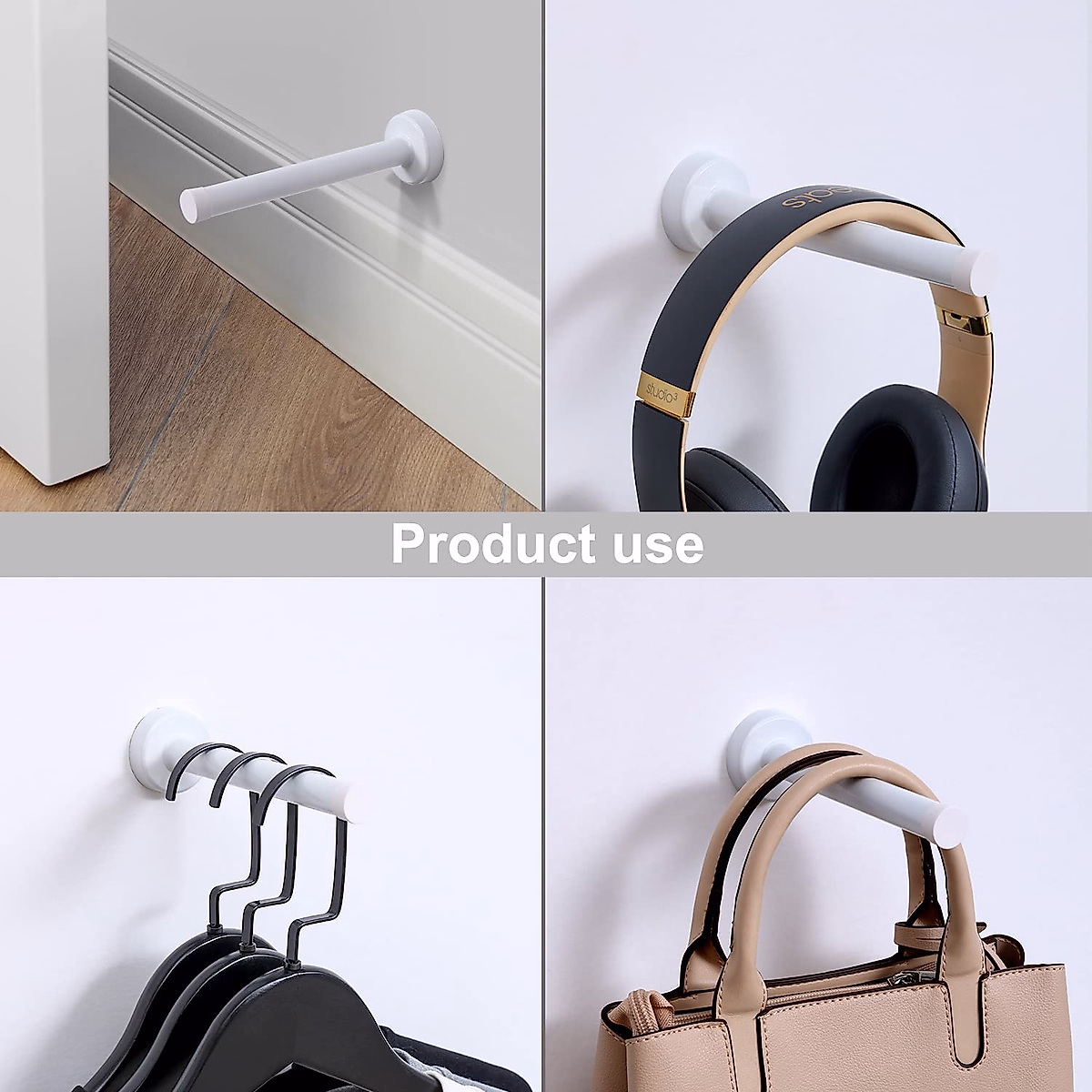 Modern Door Stopper, 6 Inch Stainless Steel Door Stop with Sound Dampening Rubber Bumper Wall Mounted Durable Door Holder with Hardware Screws Brushed Finish (5, White)