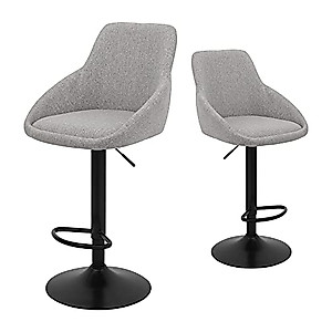 CangLong Mid Century Style Adjustable Swivel Bar Stool with Back Support Dining Chairs Set of 2,Gray