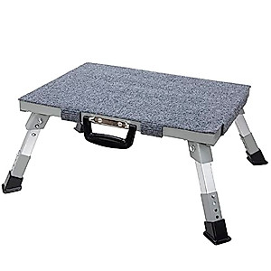 Homeon Wheels Aluminum Larger RV Step Stool, Adjustable Height Aluminum Folding Platform Step with Non-Slip Rubber Feet RV Step Supports Up to 1500lbs
