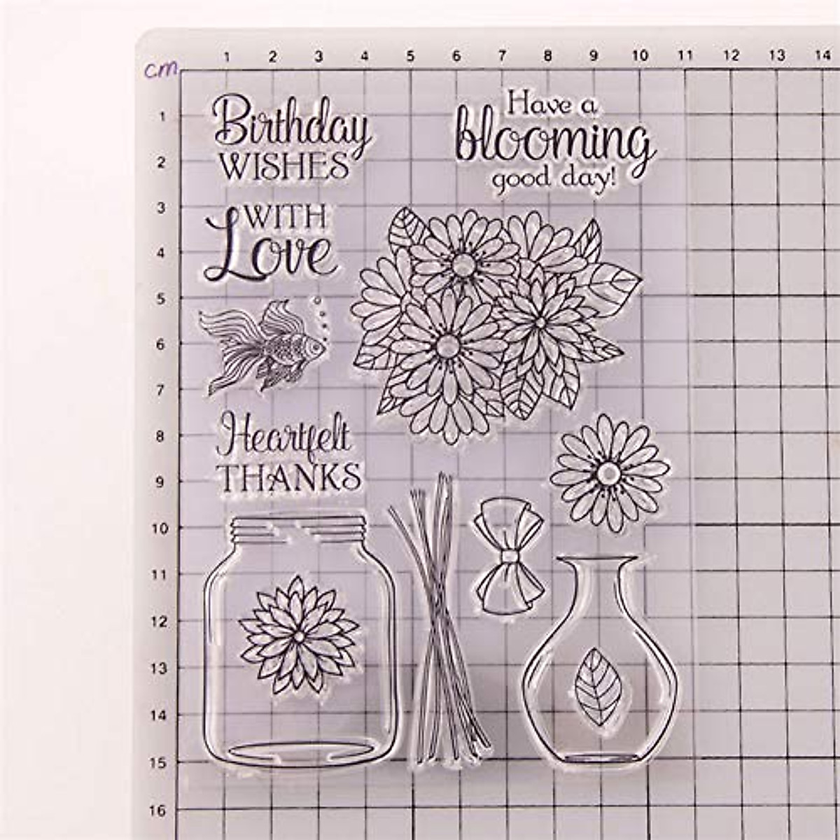 Stamps and Dies for Card Making, DIY Scrapbooking Arts Crafts Stamping, Metal Cutting Dies Stamps Arts Supplies, Clear Silicone Stamps for Gifts Vase