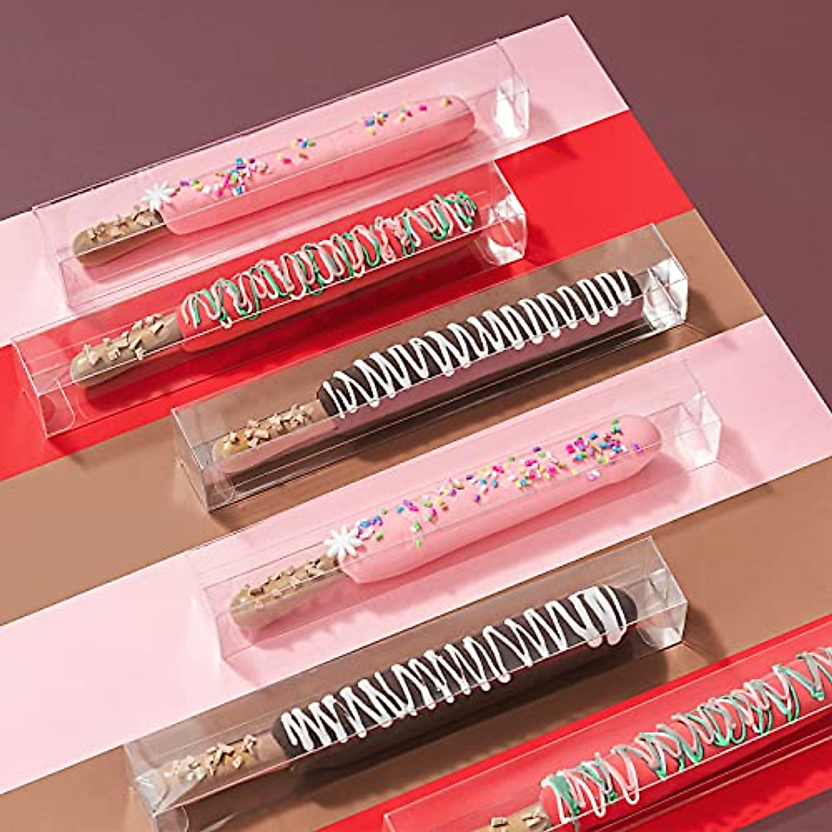 RomanticBaking 50 Pack 1 X 1 X 8 Inches Individual Chocolate Covered Pretzel Rods Boxes (Not include Pretzel) Gumball Boxes Party Favor Boxes Small Treat Boxes
