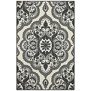 Maples Rugs Vivian Medallion Kitchen Rugs Non Skid Accent Area Carpet [Made in USA], 2'6 x 3'10, Grey