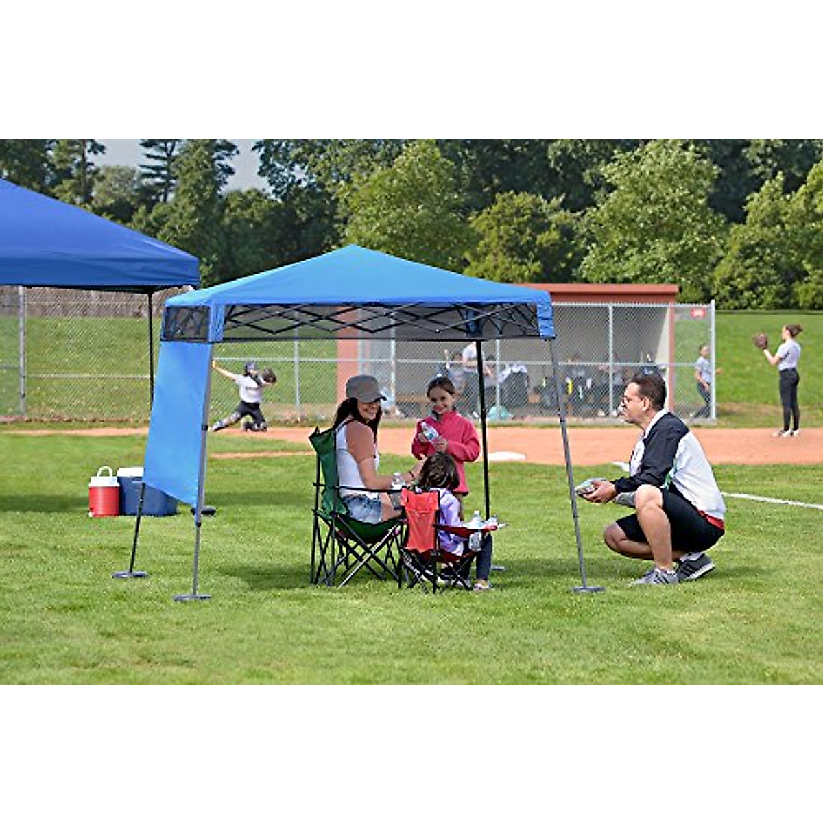 Quik Shade Go Hybrid 6' x 6' Sun Protection Pop-Up Compact and Lightweight 7' x 7' Base Slant Leg Backpack Canopy