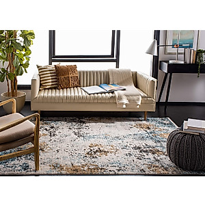 SAFAVIEH Shivan Collection 9' x 12' Ivory/Grey SHV742A Modern Abstract Non-Shedding Living Room Bedroom Dining Home Office Area Rug