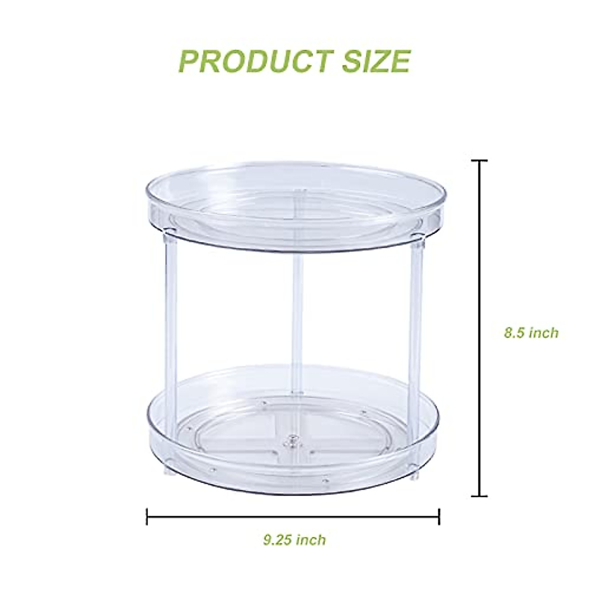 Landmore Lazy Susan Turntable Storage Organizer, Non-Skid 2 Tier Lazy Susan 9.25" Spice Rack, 360 Degree Rotating Acrylic Cabinet Organizer for Kitchen Cosmetic Pantry Bathroom