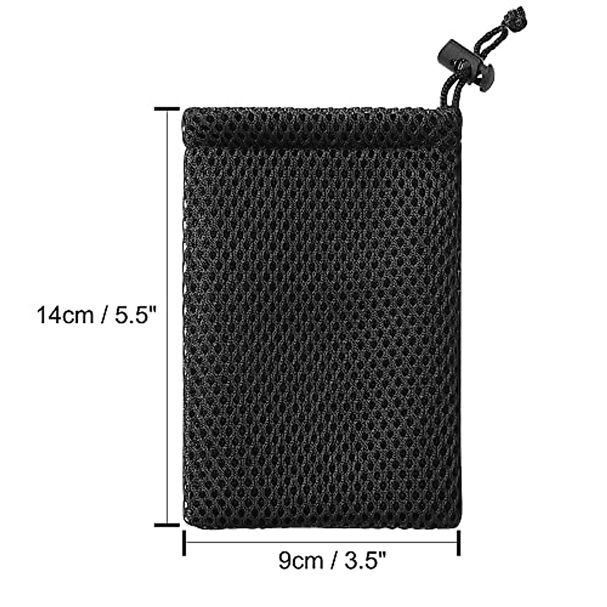 uxcell 3 Pcs Black Pouches, Drawstring Storage Bag, Thick Nylon Mesh Pouch Small Storage Bag