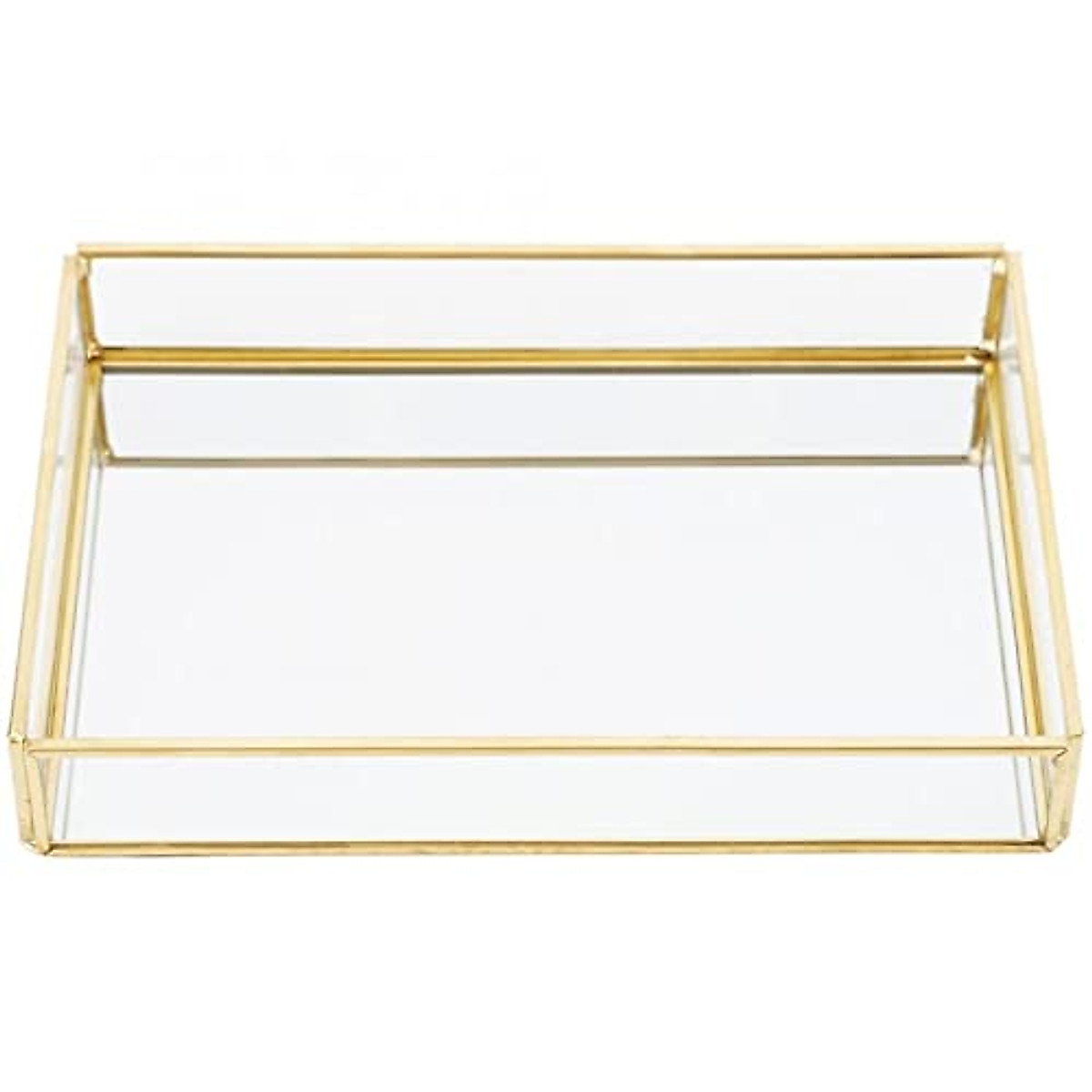 GEEKLLS Breakfast Tray Storage Tray Gold Rectangle Glass Makeup Organizer Tray Dessert Plate Jewelry Display Home Kitchen Decor