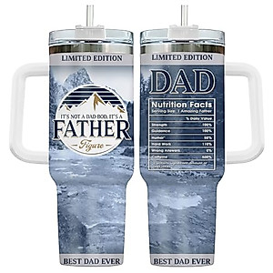 34HD Dad Light Tumbler with Lid & Straw, 40oz Stainless Steel Vacuum Insulated Dad Coffee Mug, Daddy Gifts from Daughter Son Wife, Men Gifts for Fathers Day Birthday Christmas