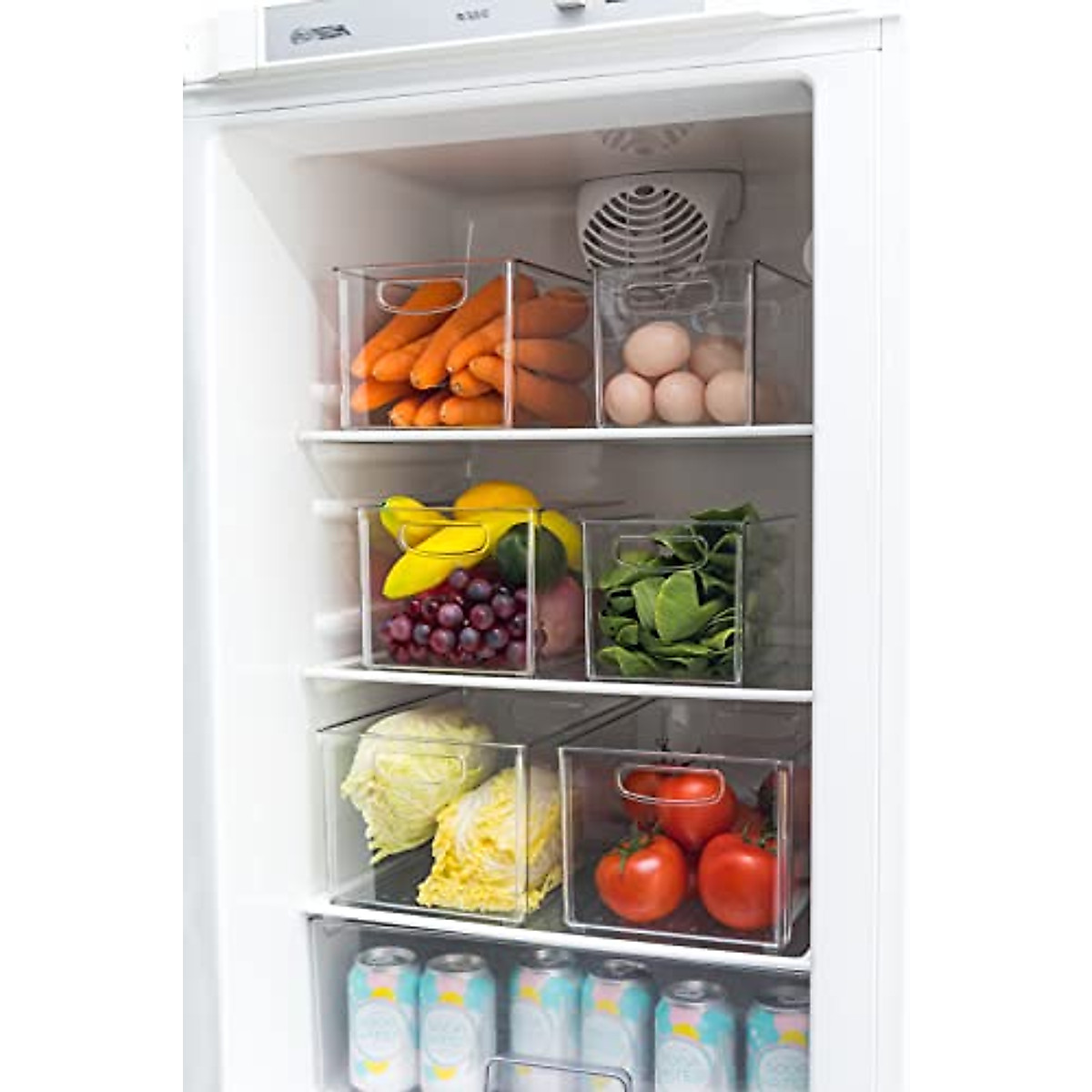 Elysolpluv Acrylic Storage Box 3 Pieces (Large, Medium And Small), Grocery Storage Box With Handle, Suitable For Refrigerator, Kitchen And Countertop Storage. (Clear)