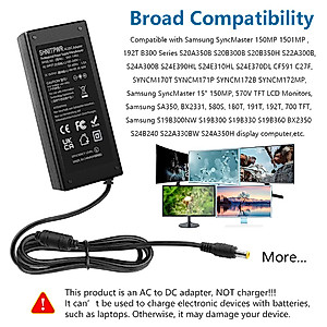 SHNITPWR 14V Power Cord for Samsung Monitor 14V 3A 2.5A 2.14A 1.78A 42W Power Supply AC DC Adapter for Samsung SyncMaster 15" 17" 18" 19" 20" 22" 23" 24" 27" Screen TFT LED LCD TV Monitor