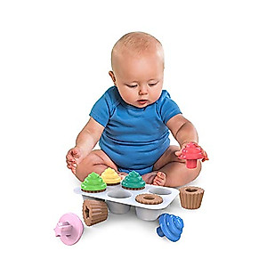 Bright Starts Sweet Cupcakes Shape Sorter Toy for Infants​ 3 Months and up, Multicolor