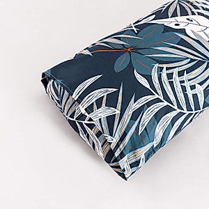 YuHeGuoJi Tropical Duvet Cover King 100% Cotton Blue Botanical Duvet Cover Soft 3 Pcs Set 1 Palm Leaves Plant Print Duvet Cover with Zipper 2 Pillowcases Botanical Bedding Breathable Comfortable