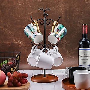 Epicano Mug Holder Tree, Coffee Cup Holder for Countertop, Coffee Mug Display Stand, Coffee Bar Accessories and Decor, 6 Mug Hooks, Gift for Coffee Lover, Metal Black