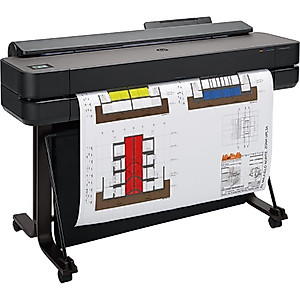 HP DesignJet T650 Large Format 36-inch Plotter Printer, Includes 2-Year Warranty Care Pack (5HB10H), Black