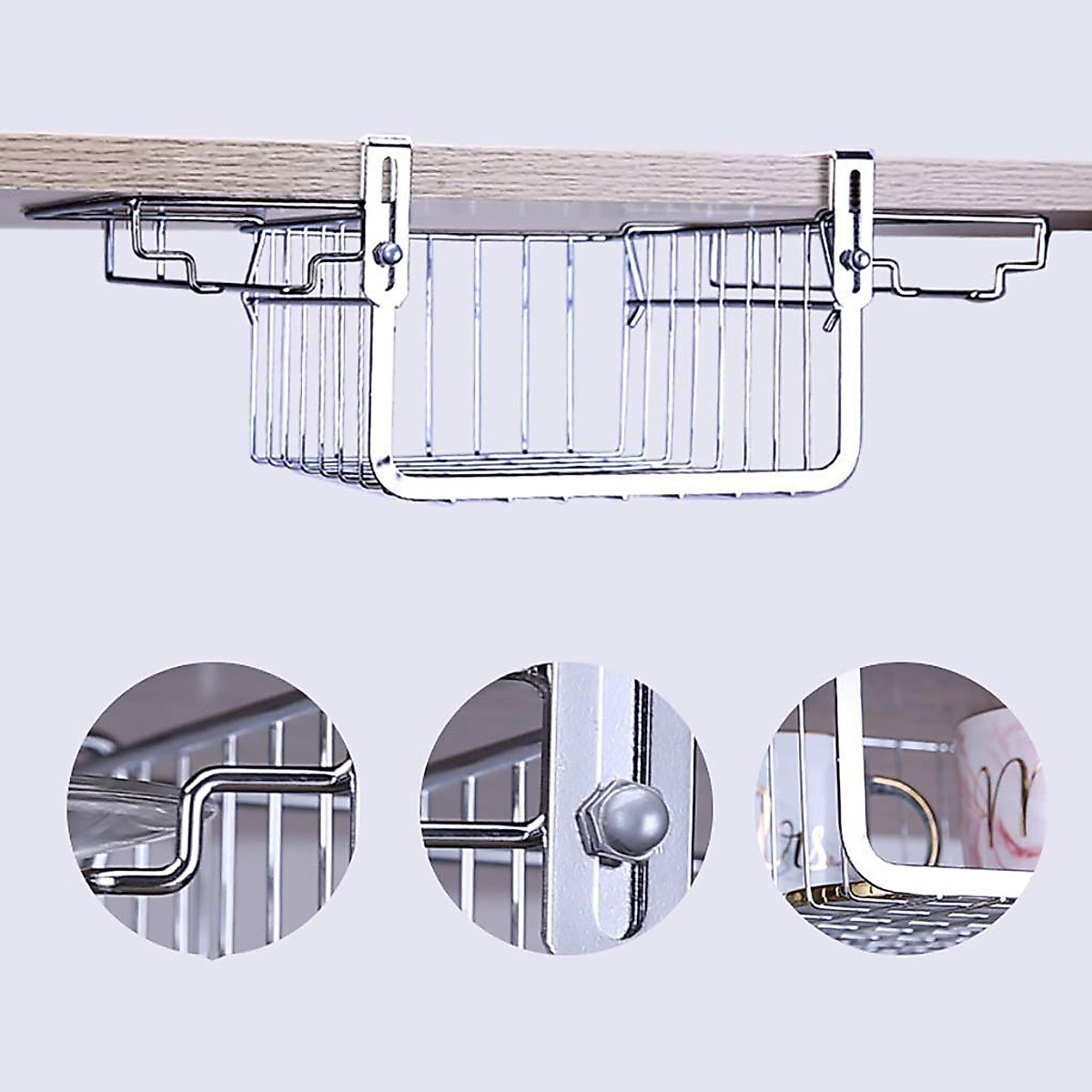 ZUQIEE Household Items Wine Glass Holder Under Shelf Wine Rack Shelf Inserts for Cupboard Stainless Steel Goblet Rack Red Wine Cup Holder Kitchen Cabinet Hanging Wine Rack