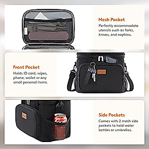 Lifewit Lunch Box for Men Women Double Deck Lunch Bag, Large Insulated Soft Cooler Bag, Leakproof Soft Meal Prep Lunch Tote with Shoulder Strap for Adults for Work/Flight/Travel, 12L/16Can, Black