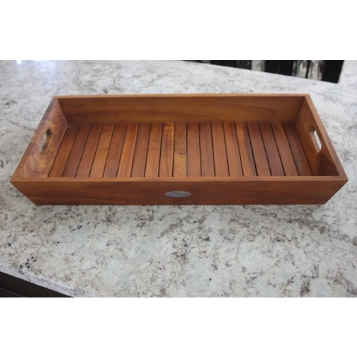 AquaTeak The Original Large Solid Teak Amenities Serving Tray