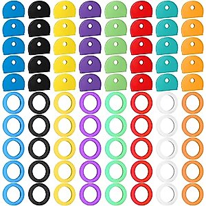 Vibit 80 Pack Key Caps Covers Tags Set Plastic Key Identifier Coding Rings in 8 Assorted Colors, 2 Styles
