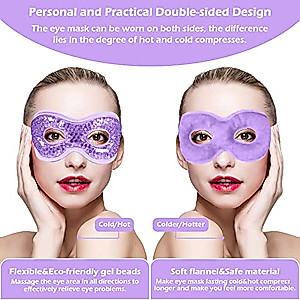 Permotary 2PCS Gel Eye Mask Reusable Hot Cold Compress Pack Eye Therapy,Therapeutic Gel Eye Spa Pad for Puffiness/Dark Circles/Eye Bags/Dry Eyes/Headaches/Migraines/Stress Relief-Purple&Pink