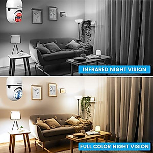 2Pack Light Bulb Security Camera Outdoor,2.4G Wifi Light Socket Security Cameras 1080P,Security Wireless Security Camera Outdoor/Indoor,Color Night Vision,Twoway Dialogue,Motion Tracking,Cloud Storage