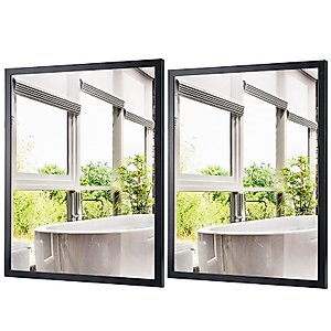 CRUGLA 2 Packs 16x20 Rectangle Wall Mirrors Black Hanging Mirror for Bathroom, Living Room, Bedroom