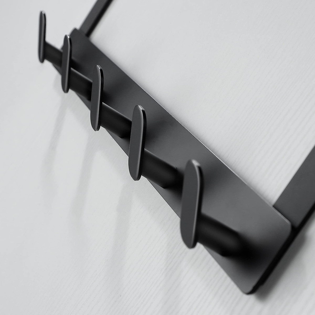 KEGII 2 Pack Foldable Over The Door Hooks, Over The Door Towel Rack, Door Hanger Hook for Hanging Towels, Clothes, Coats, Hats, Robes, Coat Hanger Door for Bathroom, Bedroom, Black