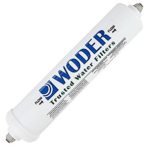 Woder WD-10K-JG Ultra-High Capacity Inline Water Filter with ¼” Built-in JG Fittings (for unbraided ¼” PVC, or 1/8” PEX). WQA Certified Refrigerator Water Filter 10K Gallons. USA Made.