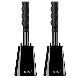 Eastar Cow Bell with Handle, 2 Pack Cowbells for Sporting Events, 10 Inch Cowbells Noise Makers Cheering Bell for Football Games, Stadiums, Halloween Gifts, Black
