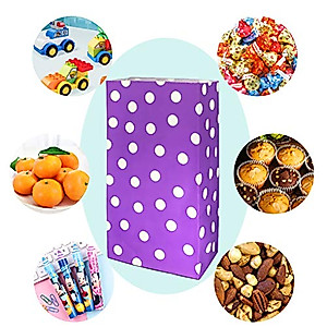 Artseen 30pcs Medium Paper Bags, 6 Colors Party Favor Goody Bag for Birthday Gift, Wedding and Party Celebrations (30 CT, 5.1 X 3.1 X 9.4 inches),with 36 pcs Colors Stickers. Polka Dot
