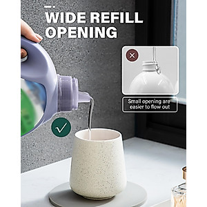 Foam Hand Soap Dispenser - 12 oz Bathroom Lotion Hand Pump Dispenser, Ceramic Foaming Soap Dispenser with Grey Removable Pump for Kitchen Hand Wash Dispenser, Speckled Matte Beige