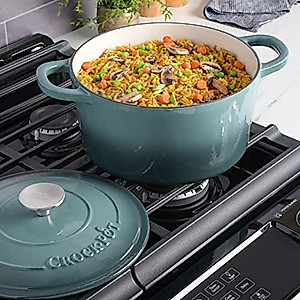 Crock Pot Artisan 5 Quart Enameled Cast Iron Round Dutch Oven, Slate Gray