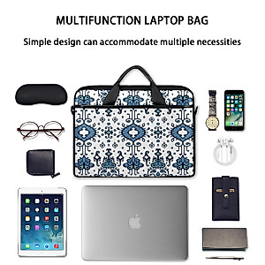Vintage Ethnic Pattern Laptop Computer Bag Waterproof Shoulder Messenger Bag 13-15 inch Durable Laptop Tote Bag with Shoulder Strap Handle Lightweight Crossbody Briefcase
