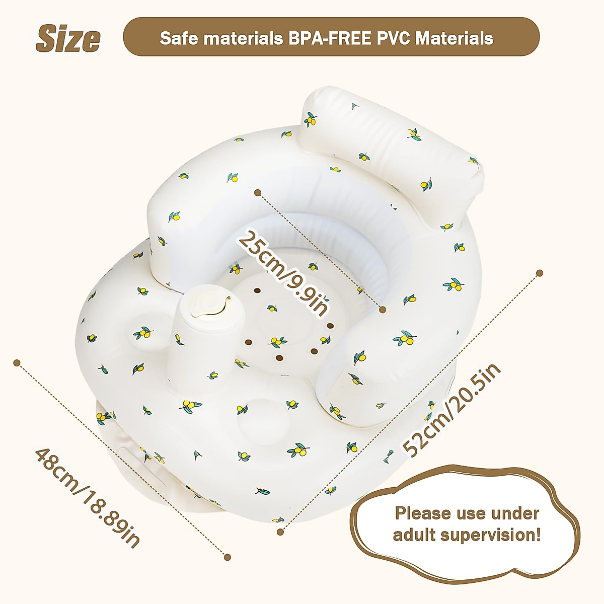 AirSwim Baby Inflatable Seat for Babies 3 Months and Up, Baby Support Seat Summer Toddler Chair for Sitting Up, Baby Shower Chair Floor Seater Gifts with Storage Case, Orange