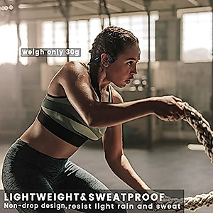 TOHUNZO Air Bone Conduction Headphones, Wireless Bluetooth 5.0 Open Ear Headphones IPX5 Sweatproof Lightweight HiFi 9D Stereo 15 Hrs Playtime Sports Headset with Mic for Running, Cycling, Gym