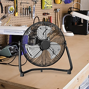 mollie 14 Inch High Velocity Fan Heavy Duty Metal Industrial Floor Fan 3 Speed Adjustable Tilt Portable Quiet Air Circulator for Warehouse, Workshop, Factory and Basement, 1018 CFM, Black