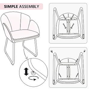 Yaheetech Modern PU Leather Armchair, Flower Shaped Makeup Chair Vanity Chair with Golden Metal Legs for Living Room/Makeup Room/Bedroom/Home Office/Kitchen, Simple Pink