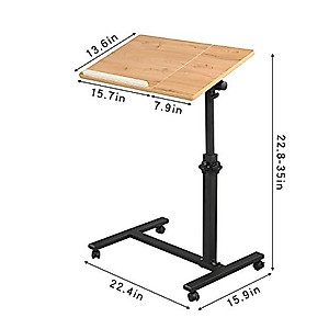 Rolling Laptop Table Lap Desk for Laptop Rolling Cart Tilting Overbed Bedside Table Overbed Desk Overbed Table with Wheels Adjustable Laptop Stand Sofa Side Table