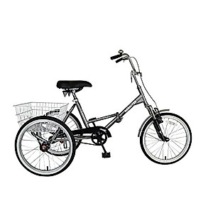 Mantis Tri-Rad 20 Inch Wheels Single Speed Adult Folding Tricycle, Silver,20" Wheels/16" Frame
