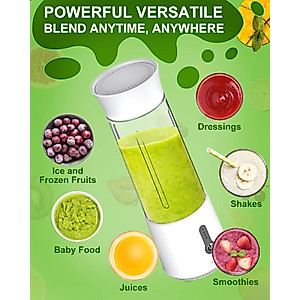 Portable Blender, Portable Blender for Shakes and Smoothies, Personal Size Blender for Shakes and Smoothies with 6 Blades, 17 Oz USB Rechargeable Mini Blender shake Smoothie for Kitchen/Travel/Gym