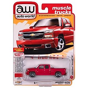 2006 Chevy Silverado SS Extended Cab Truck Red 1/64 Diecast Model Car by Autoworld AWSP163-B