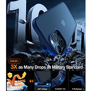 TORRAS Shockproof Compatible for iPhone 12 Case for iPhone 12 Pro Case, [Military Grade Drop Tested] Translucent Matte Hard PC Back with Soft Silicone Edge Slim Protective Guardian, Blue