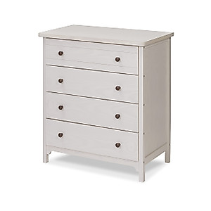 Sorelle Furniture Farmhouse 3-Piece Nursery Set with 4-in-1 Convertible Crib, 4-Drawer Dresser, and Changing Table with Shelves, Baby Furniture Made of Wood, Non-Toxic Finish-Weathered White