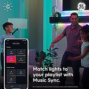 GE CYNC Dynamic Effects Smart LED Light Bulbs, Color Changing, Bluetooth and Wi-Fi, Works with Alexa and Google Home, A19 Bulbs (2 Pack)