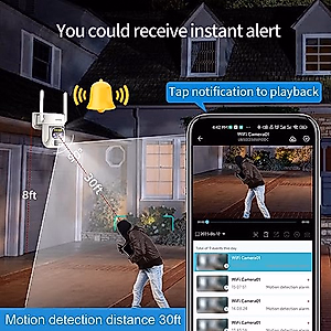 LETSCEE Security Cameras Wirelss Outdoor Solar Powered for Home Security, 360 View Outside Camera,WiFi,Motion Detection,Night Vision,PTZ,10x Hybrid Zoom PAN Tile,IP65 Weather Proof (1 Pack)