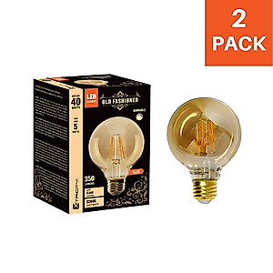 Xtricity Vintage G25 LED Globe Light Bulbs, Dimmable, Amber Glass, 5W (40W Replacement), 2200K Soft White, 350 Lumens, E26 Globe Bulb, 120V (2 Pack)