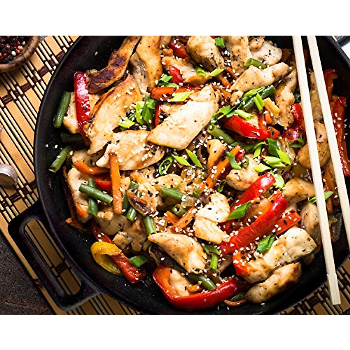 Jim Beam 12'' Pre Seasoned Heavy Duty Construction Cast Iron Grilling Wok, Griddle and Stir Fry Pan